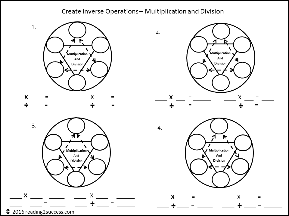 Reading2success: Resources to Teach Inverse Operations Multiplication ...