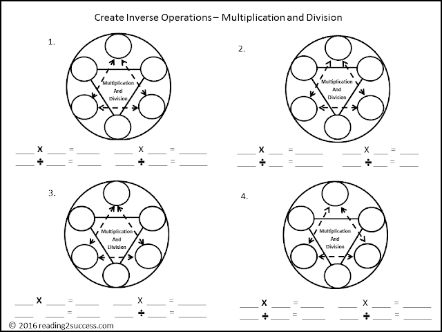 Reading2success: Resources to Teach Inverse Operations Multiplication ...