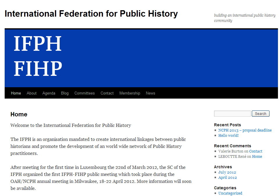 Fostering and Connecting Public History worldwide: The International ...