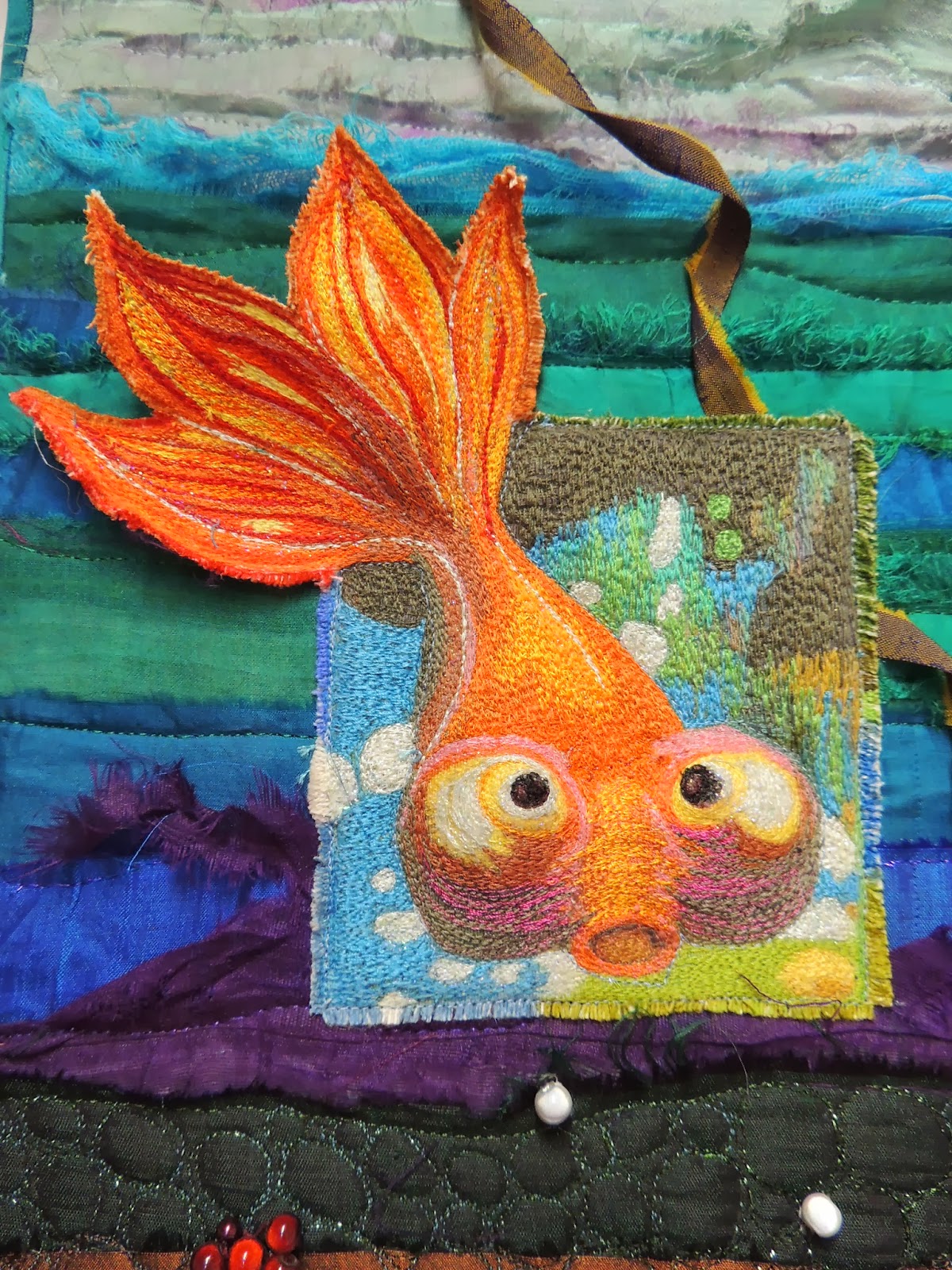Up for A Challenge Art Quilts: CELESTIAL EYED GOLDFISH by Gladys Love