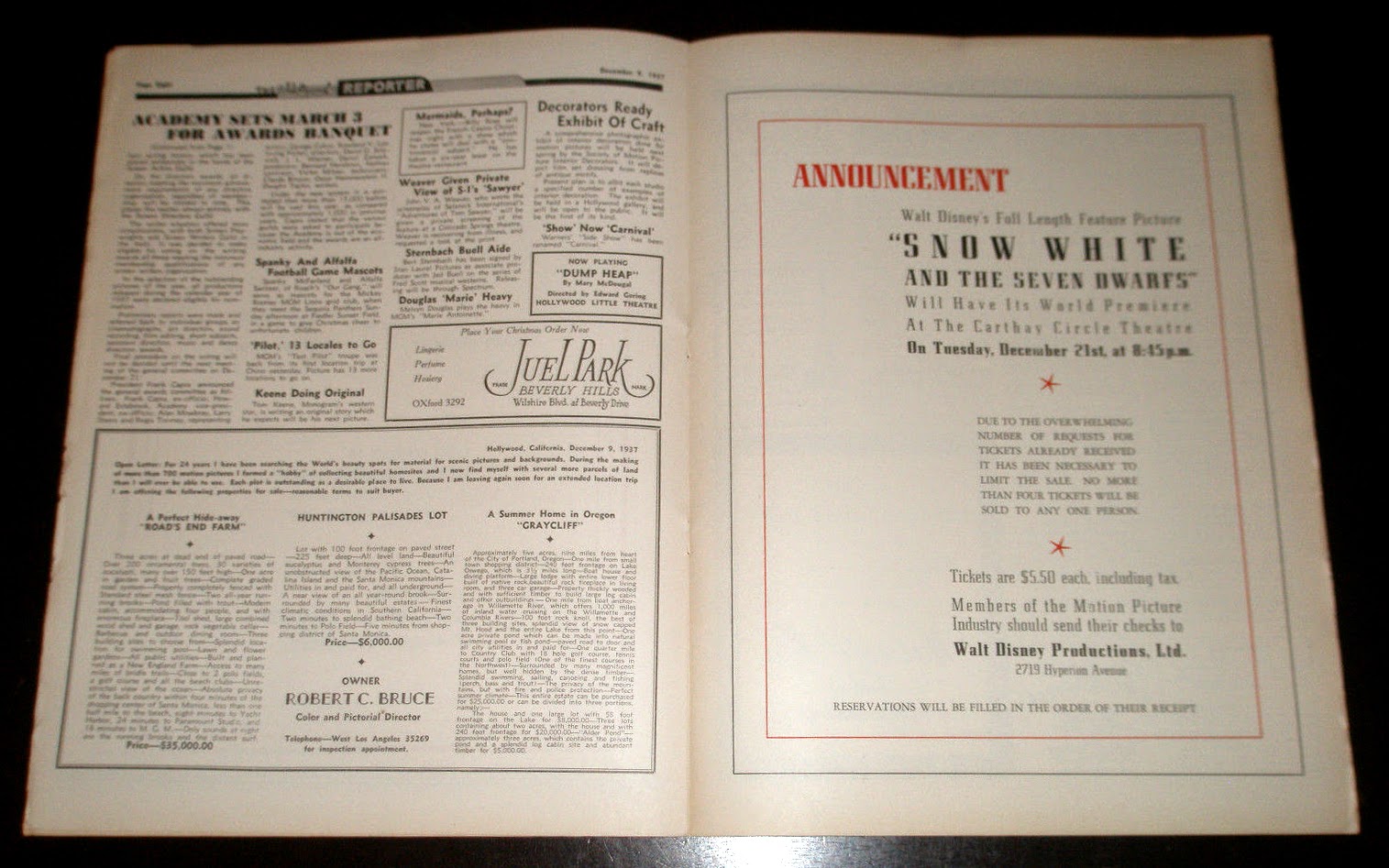 Filmic Light - Snow White Archive: Hollywood Reporter Dec 9, 1937 ...