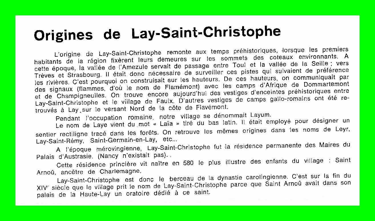 LAY SAINT CHRISTOPHE en LORRAINE