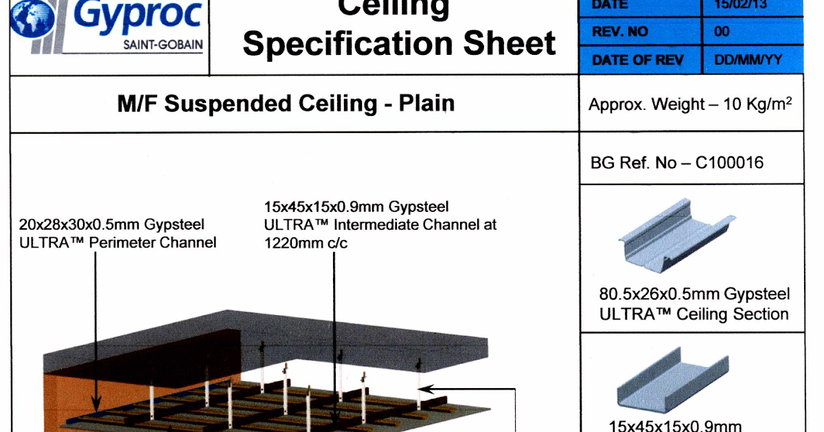 Ceiling Specification Sheet