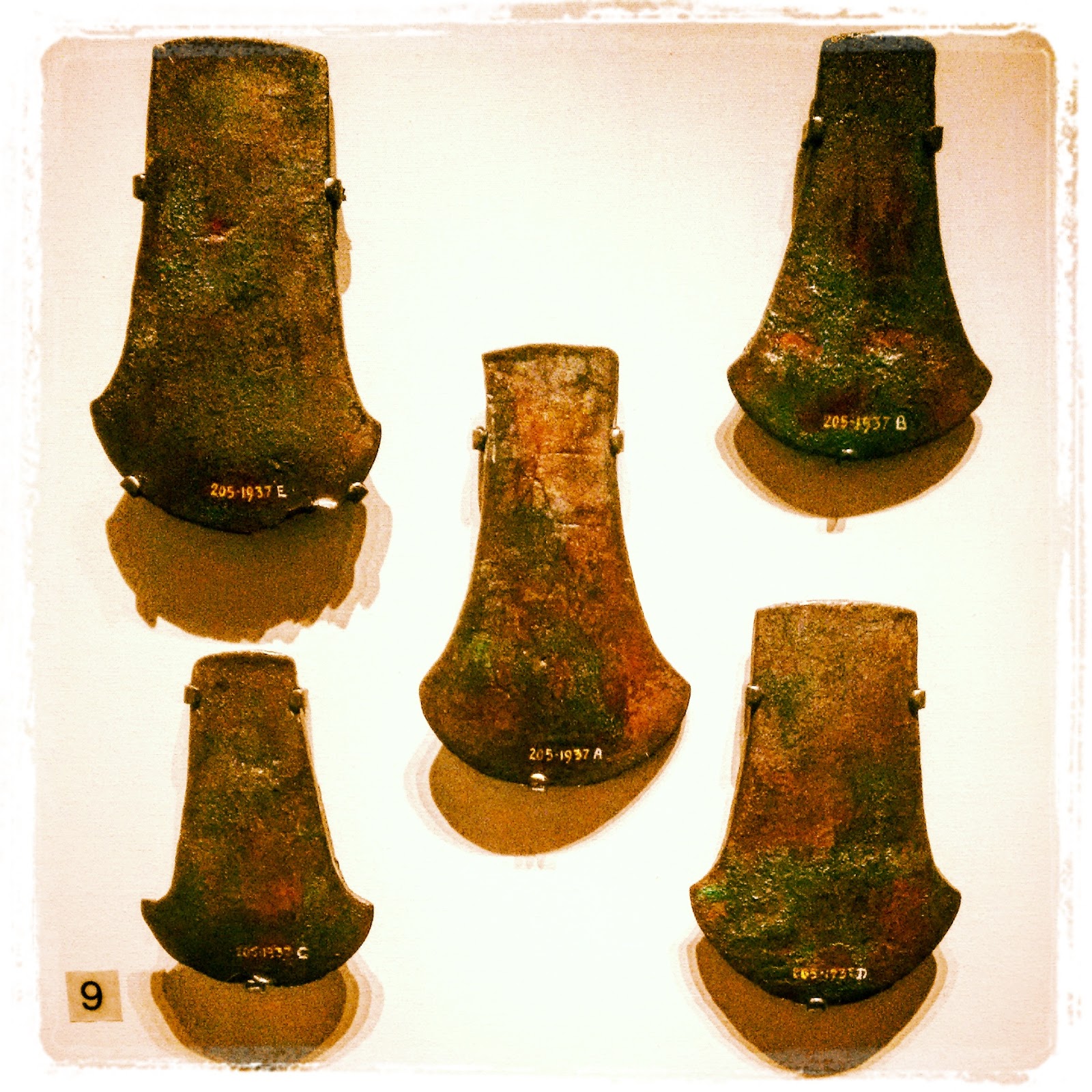 Five copper axes ...