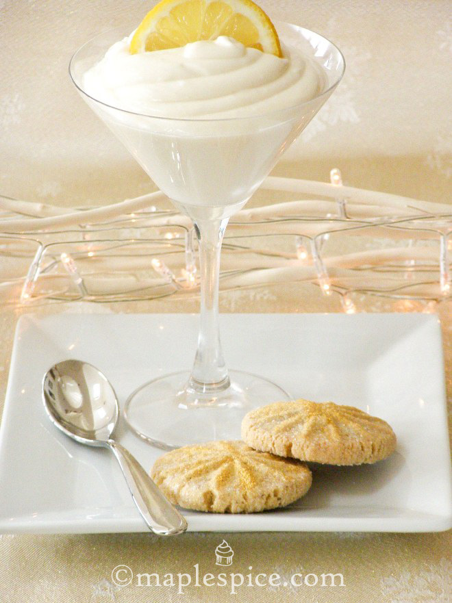 maple•spice: Lemon Coconut Posset with Golden Cardamom Shortbread