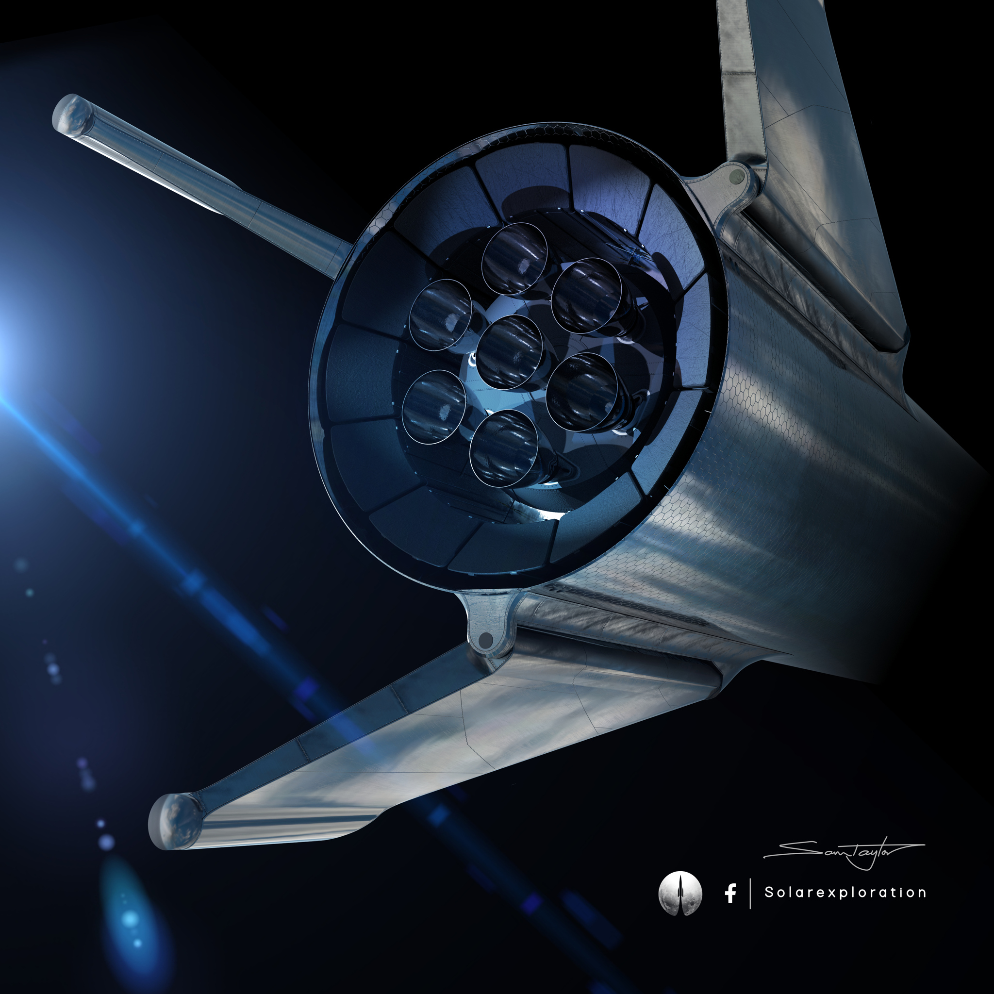 Shiny SpaceX Starship renders by Sam Taylor | human Mars