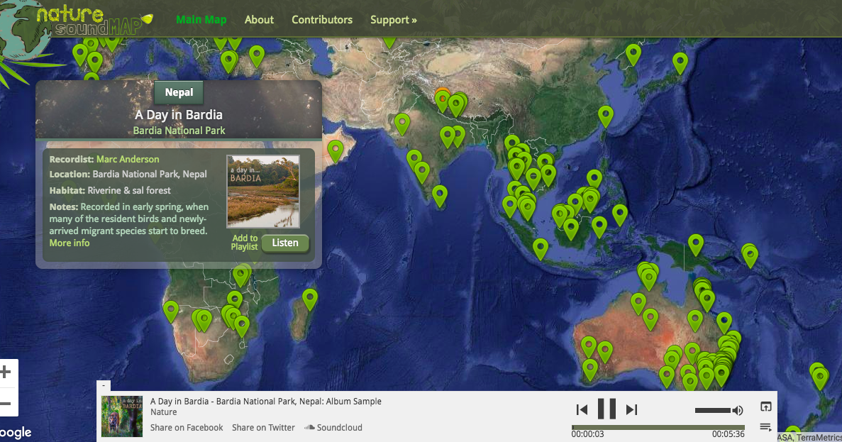 Nature Sound Map 全球 400 個地點大自然「聲景」變抒壓歌單
