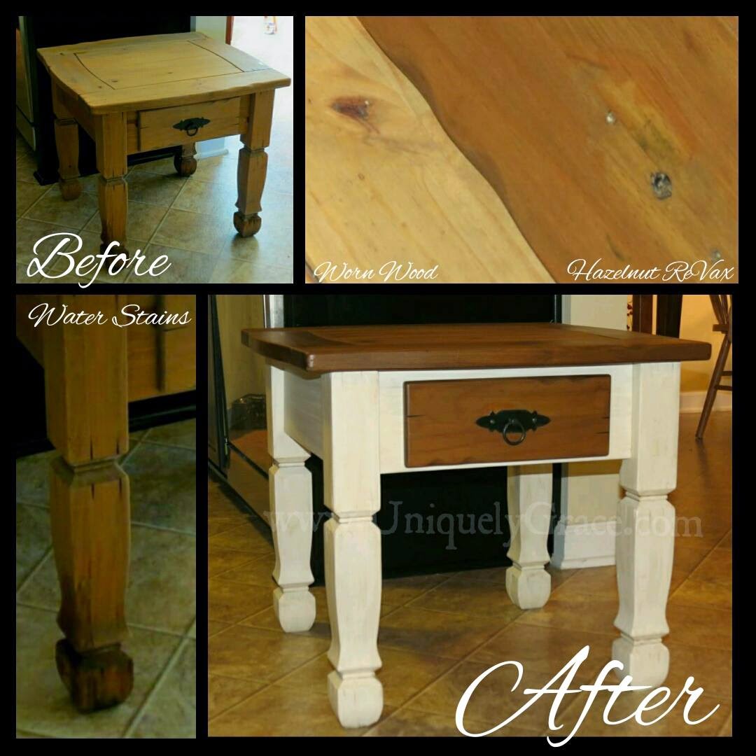 Uniquely Grace: A worn down Pier One End Table gets refinished with ...