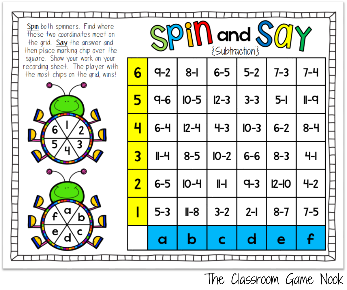 The Classroom Game Nook: "Spin and Say!" {A Math Game Freebie}