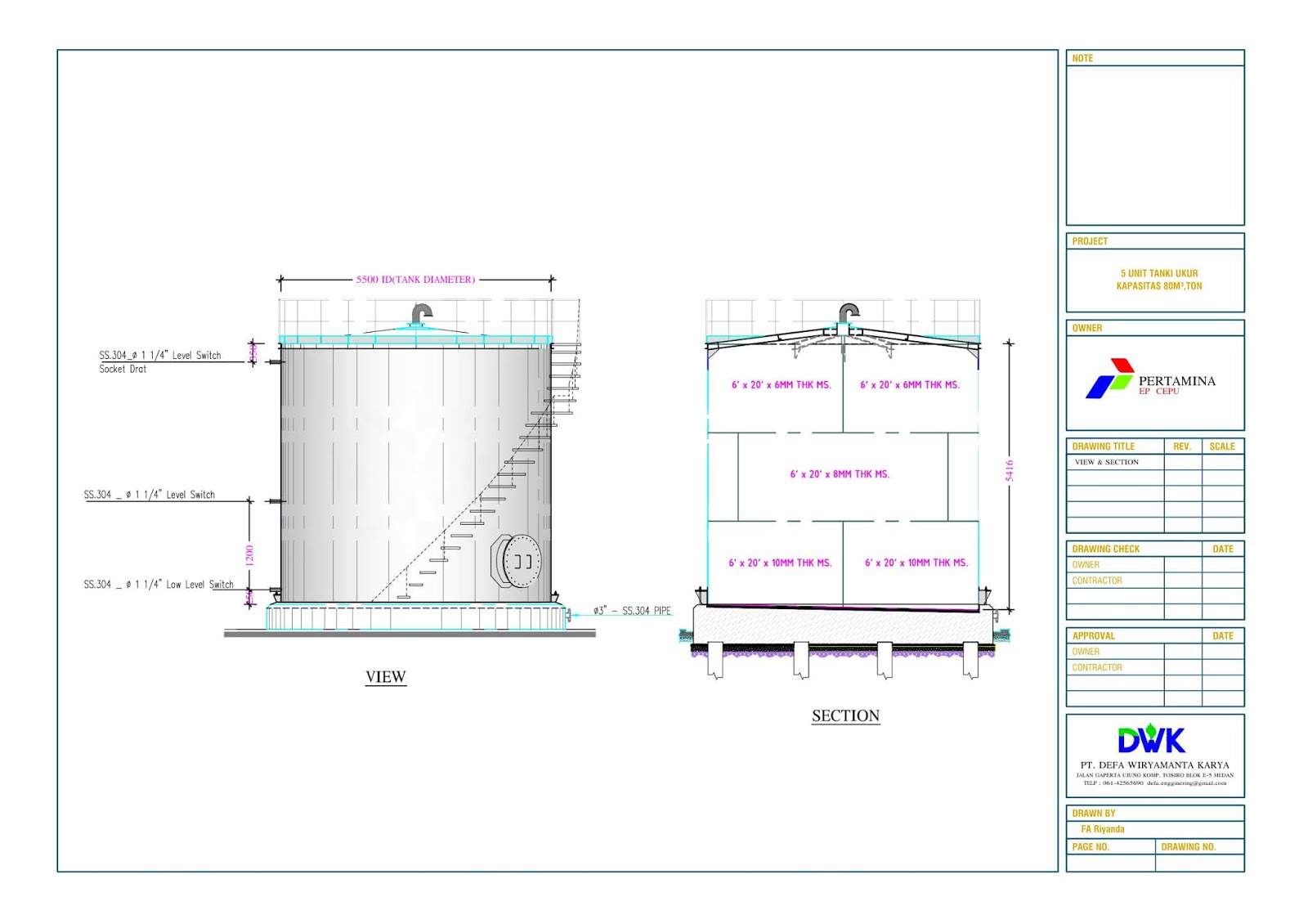 PT Defa Wiryamanta Karya -Engineering Solution-: Drawing Tanki 80 MT ...
