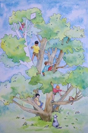 Kathy Jurek: New Illustration - Kids Climbing Trees