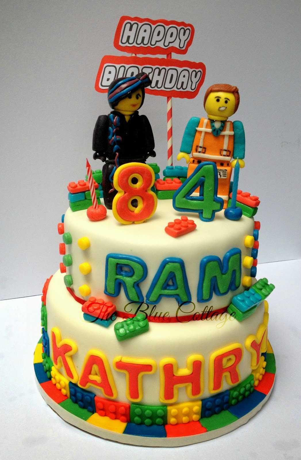 The Blue Cottage: Fondant Birthday Cake ~ Lego Movie Emmet and Wyldstyle