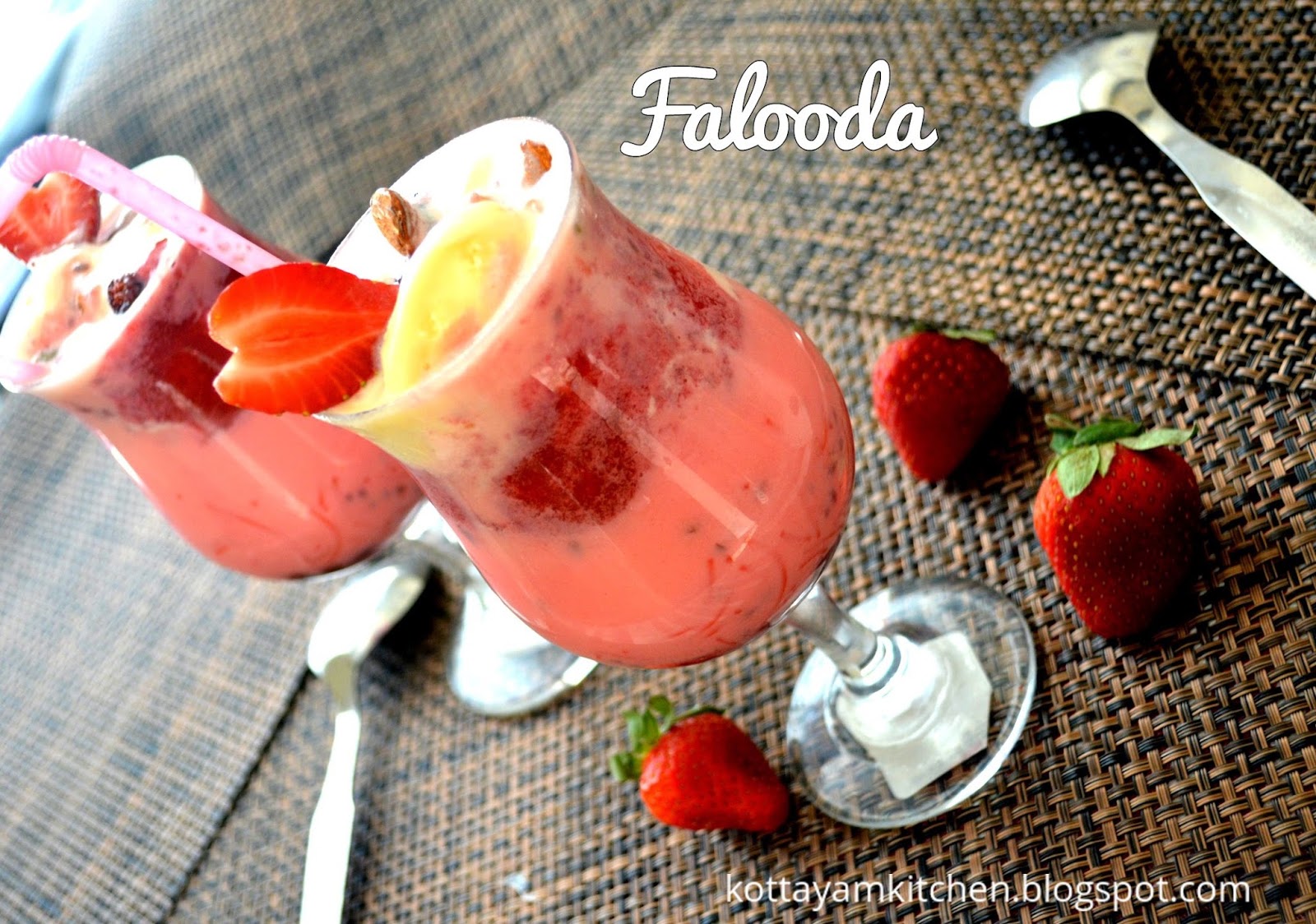 Strawberry rich Falooda recipe - Kottayam Kitchen