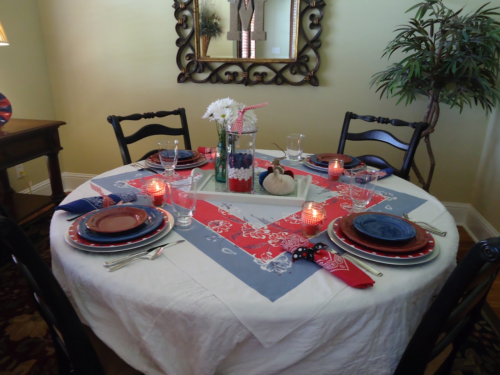 Buttercup Bliss: Classic Red,White, and Blue Tablescape