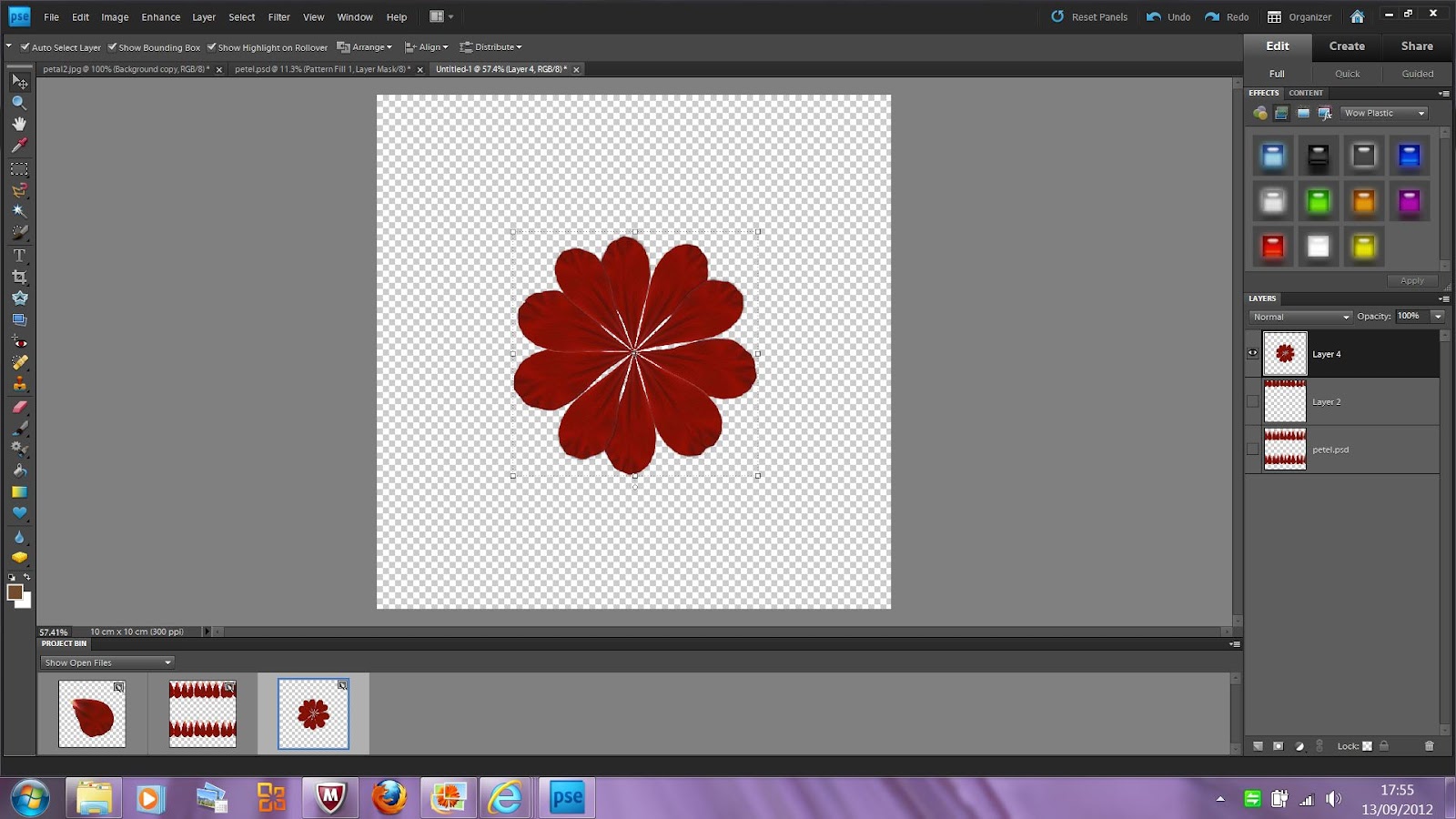 Tutorials: How to make a realistic flower using photoshop elements.
