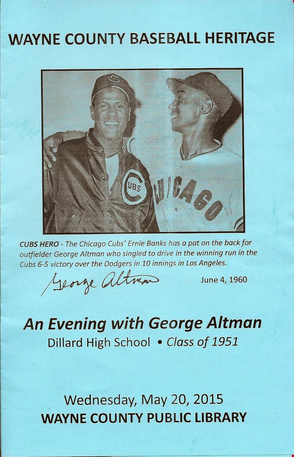 foul bunt: Meeting A Local Baseball Player - George Altman