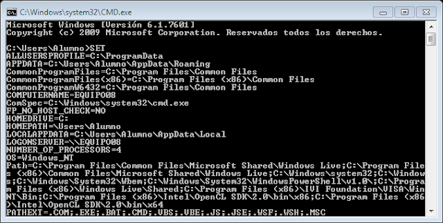 Comandos internos de windows: Comandos Internos