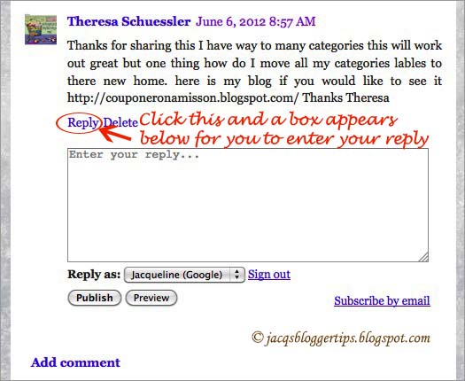 Jacq's Blogger Tips: Enable Threaded Comments on your Blogger Blogs