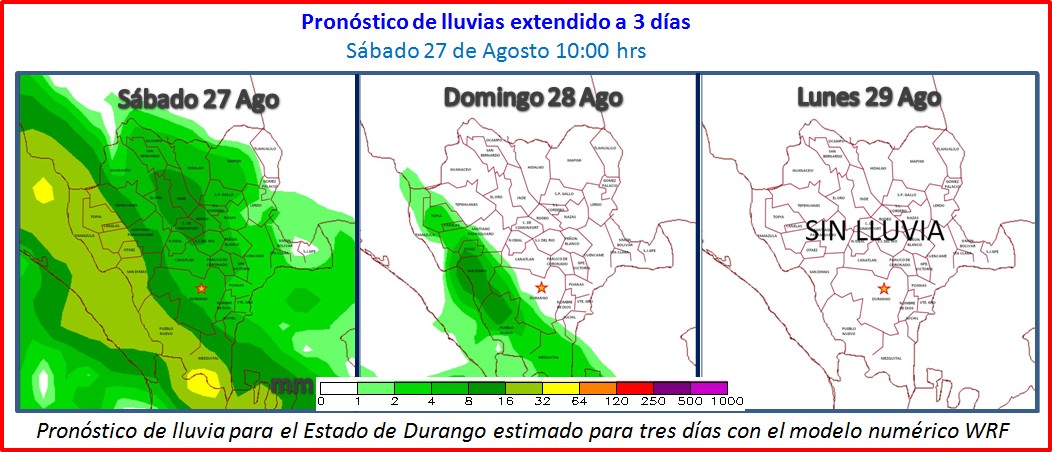 EL TIEMPO Y CLIMA EN DURANGO: Pronóstico de lluvia extendido del 27 ago ...