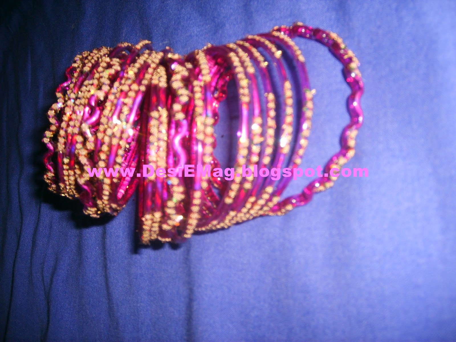 Bollywood Pakistani / Indian Glass Bangles With Gold Glitter ~ DesiEMag