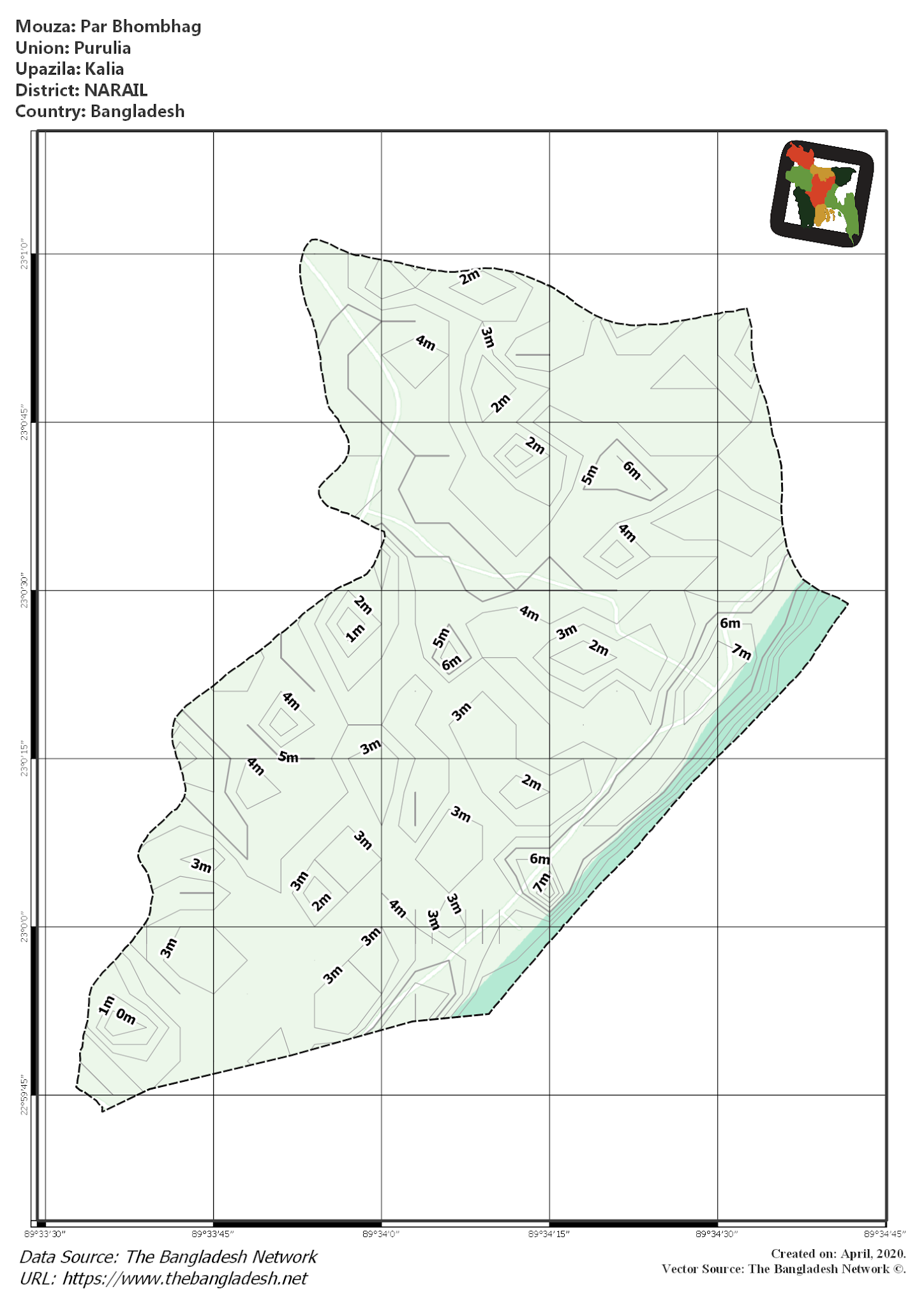 Map of Par Bhombhag Mouza, Kalia, Narail