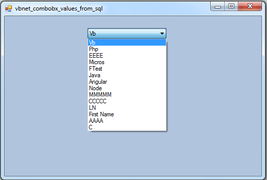 Vbnet Populate Combobox From Sql Server Database C Javaphp Programming Source Code