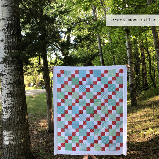 crazy mom quilts: fast four patch quilt top