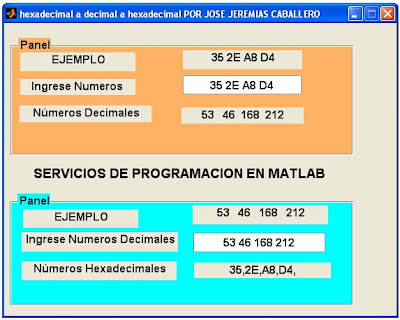 SERVICIOS DE PROGRAMACION, ASESORIAS EN MATLAB: CAMBIO DE BASE EN ...