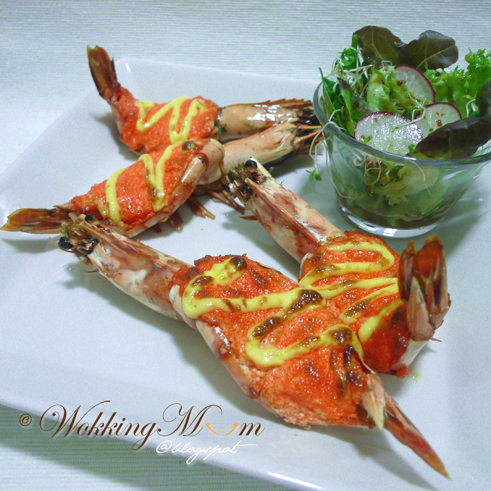 Let's get Wokking!: Oven Grilled Ebi Mentaiyaki 明太子焗大虾 | Singapore Food ...