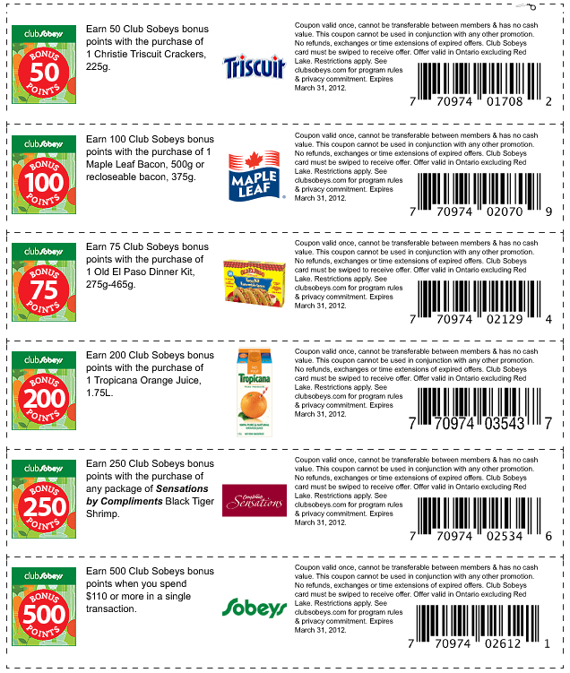Coupon Clipping in Canada: Club Sobey's Bonus Point Coupons Through ...