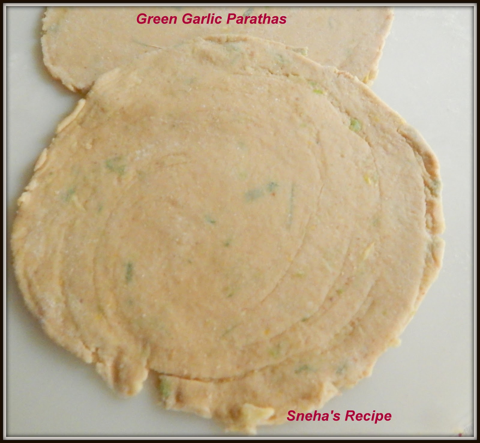 Green Garlic Parathas - Flat Bread # Bread Bakers - Sneha's Recipe