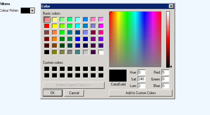 Create Colour Picker Lookup in AX 2012 using X++ - Dynamics Authority