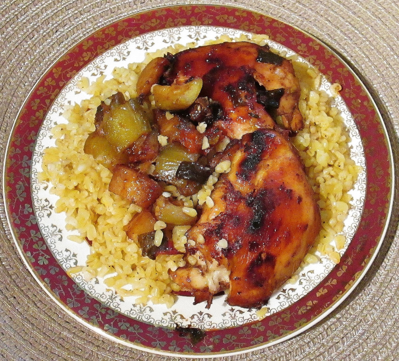 The Flaming Potato: Grilled Chicken with Reggae Reggae sauce and Bulgur ...