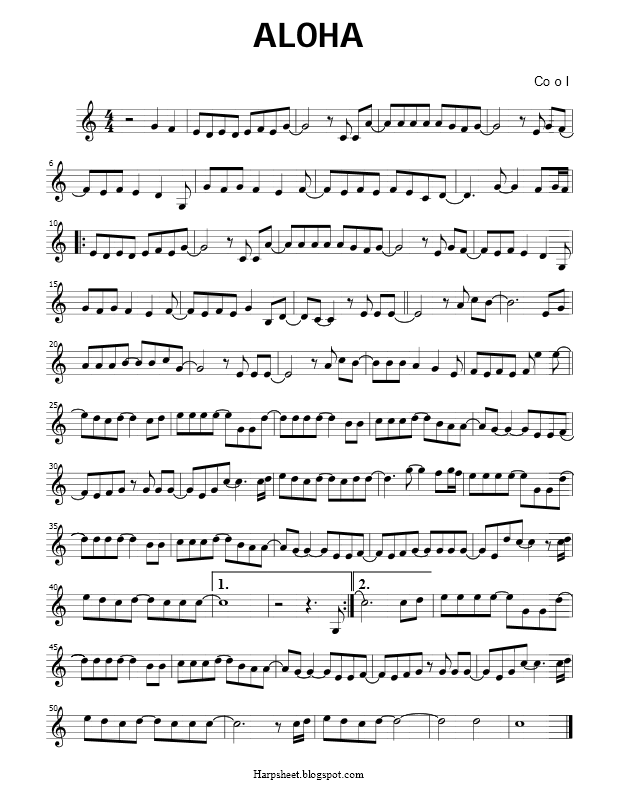 Aloha - Cool - Harp Sheet