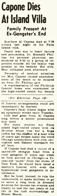 The Writers of Wrongs: Stroke complications take Capone