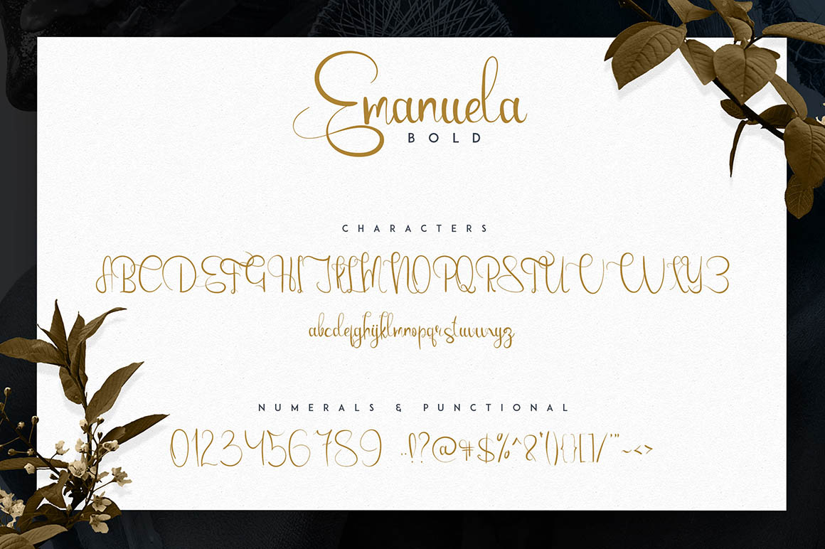 FontMaster: Emanuela Free Cursive Style Print Script Typeface