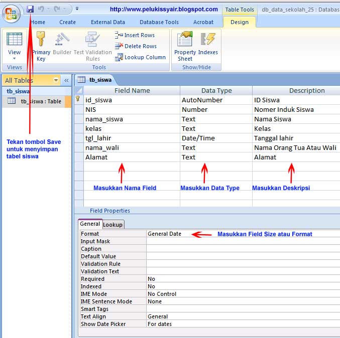 Tutorial Membuat File Database Sekolah 2013 - Pelukis Syair