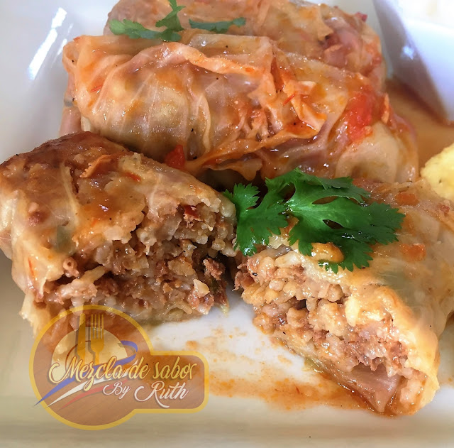 Niño Envuelto Dominicano (stuffed cabbage) | Mezcla De Sabor