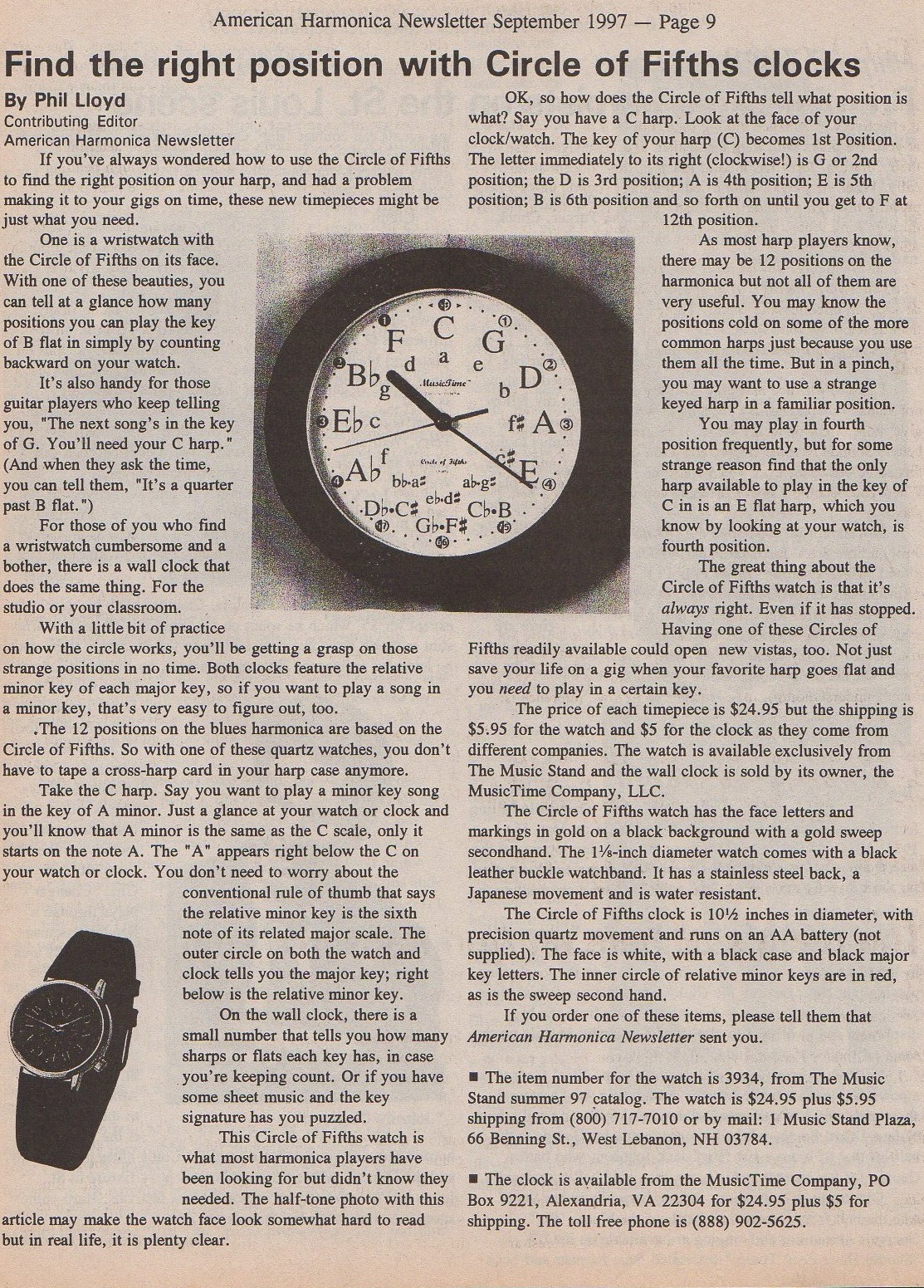 Blues Harmonica Heaven: Circle of Fifths Clock