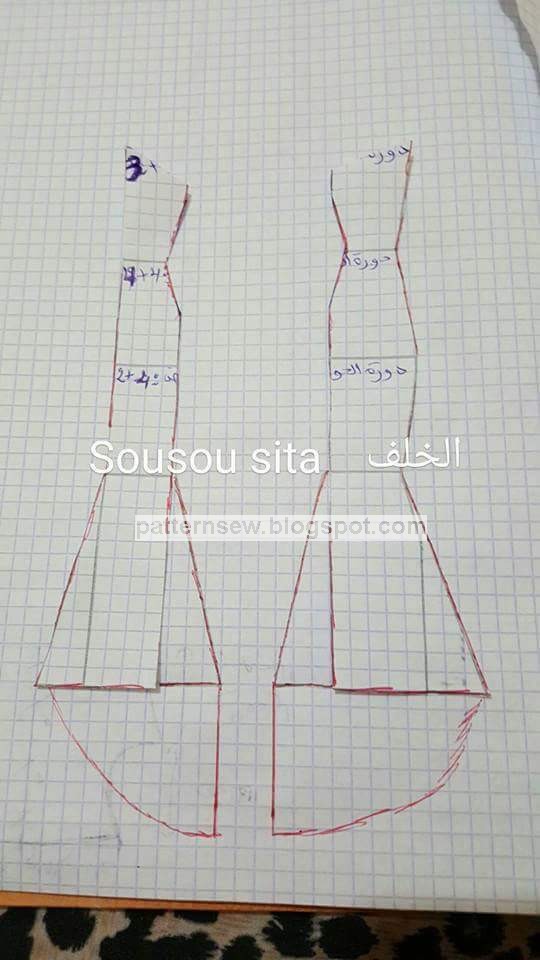 باترون مفصل لفستان سواريه