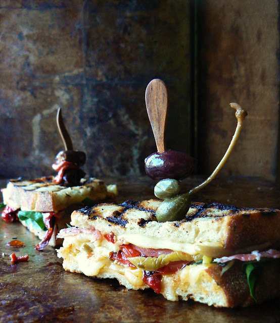 The Brooklyn Ragazza: Antipasto Grilled Cheese on Rosemary Peasant Bread