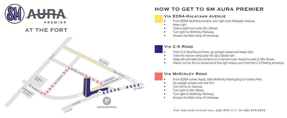 How to get to SM Aura - map directions
