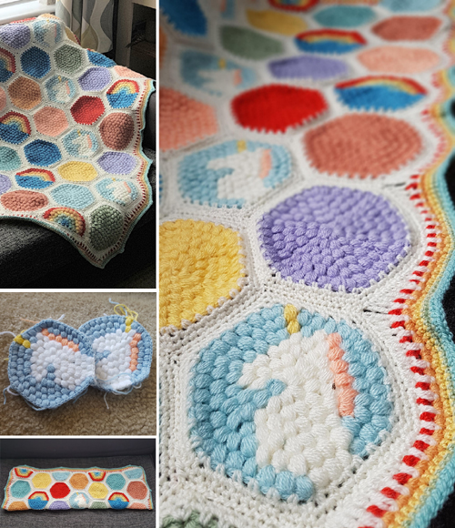 Beautiful Skills - Crochet Knitting Quilting : Hexipuff Unicorn Blanket ...
