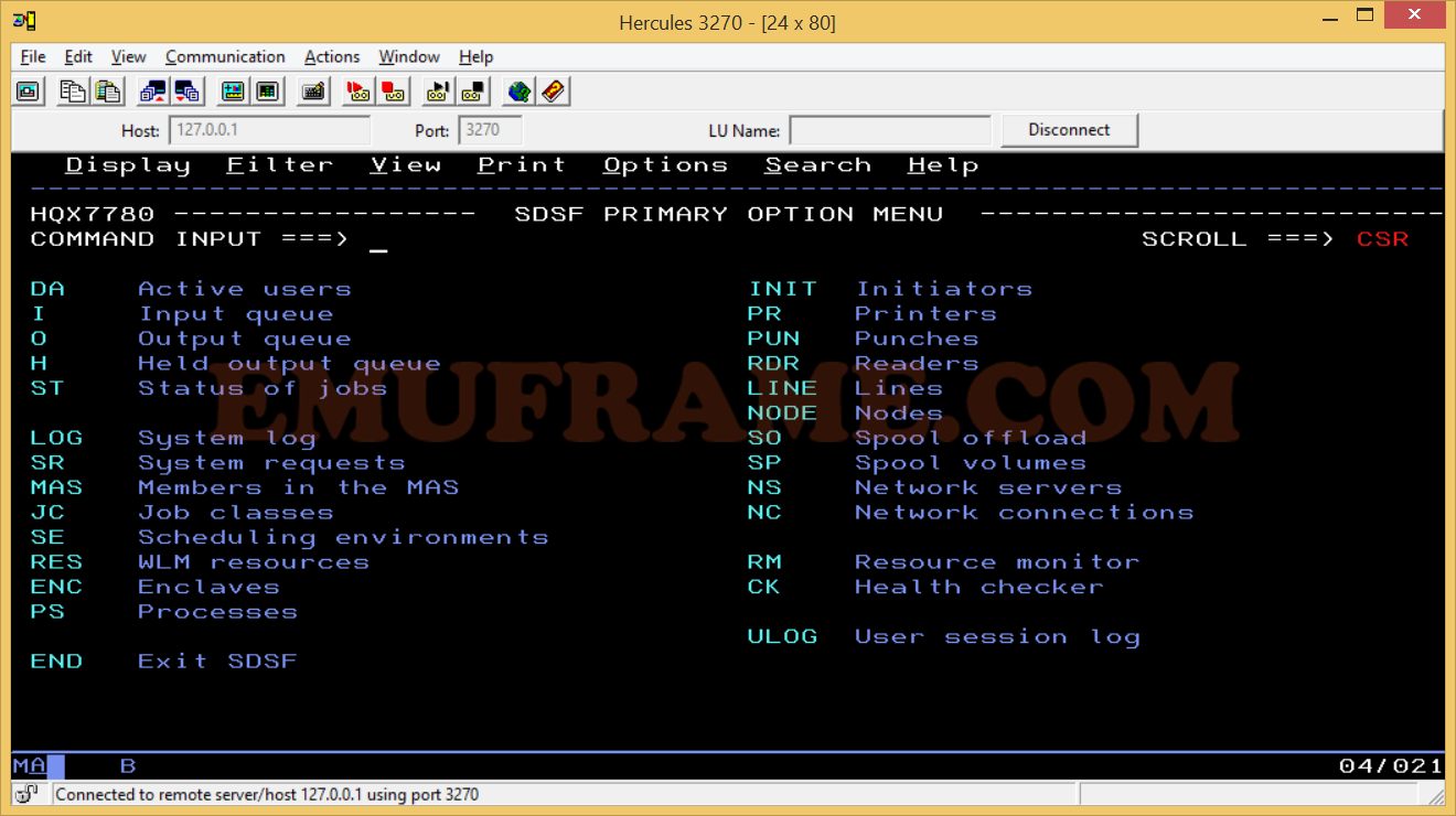 Permitir que todas as opções SDSF ~ Hercules & Mainframe
