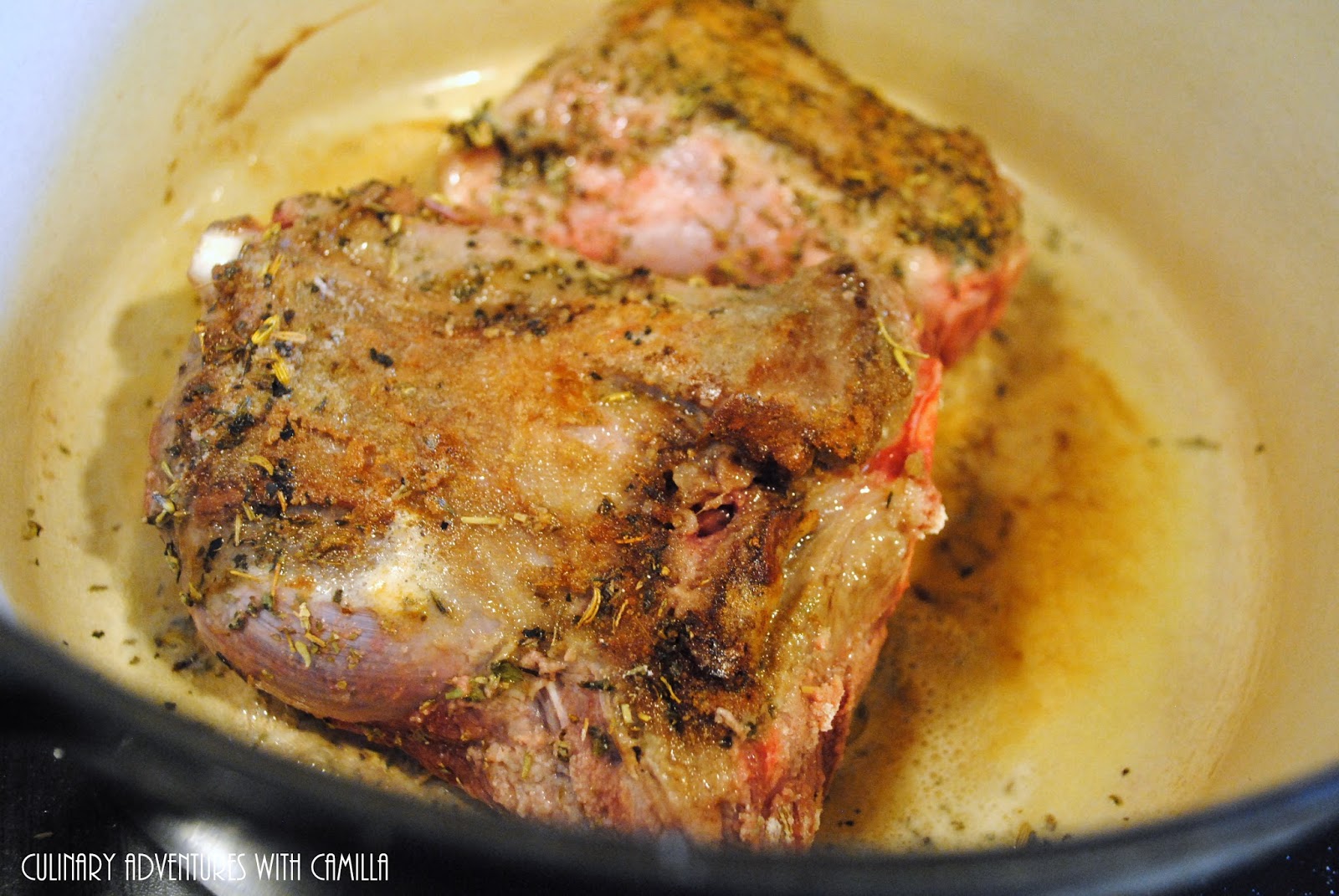 Braised Boar Shanks With Bitter Herb Salad + Vacqueyras Beaumirail for ...