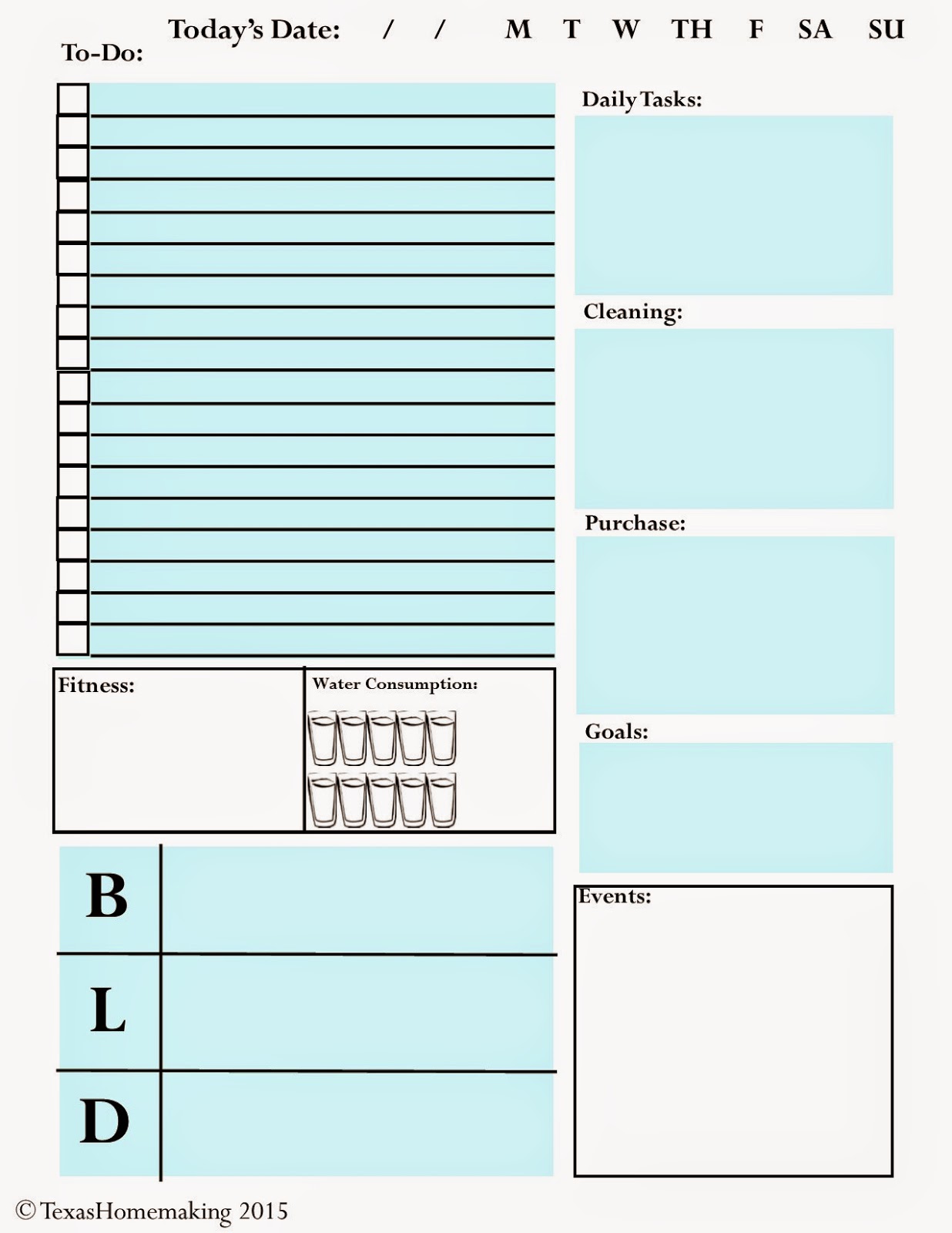 Texas Homemaking: Get Organized :: A Daily Planner Sheet for All Your ...