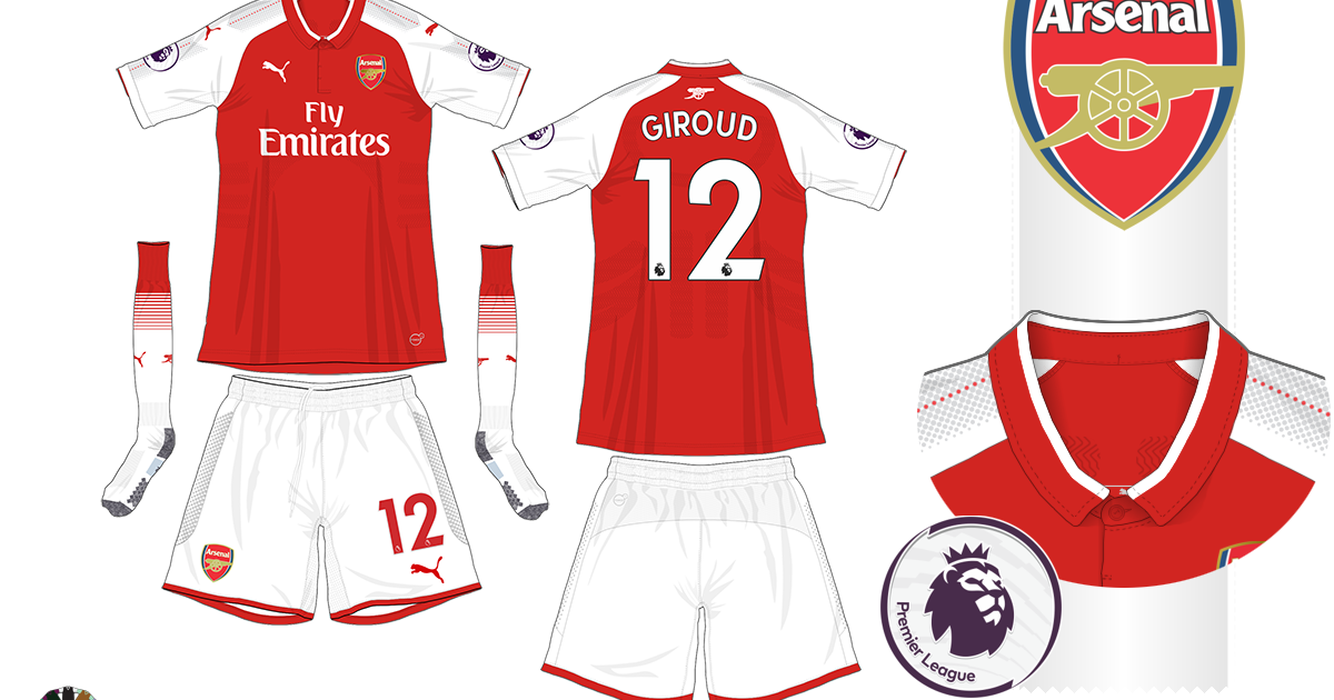 Kit Design, by eroj: 2017-18 Arsenal (Home, Away e Third)