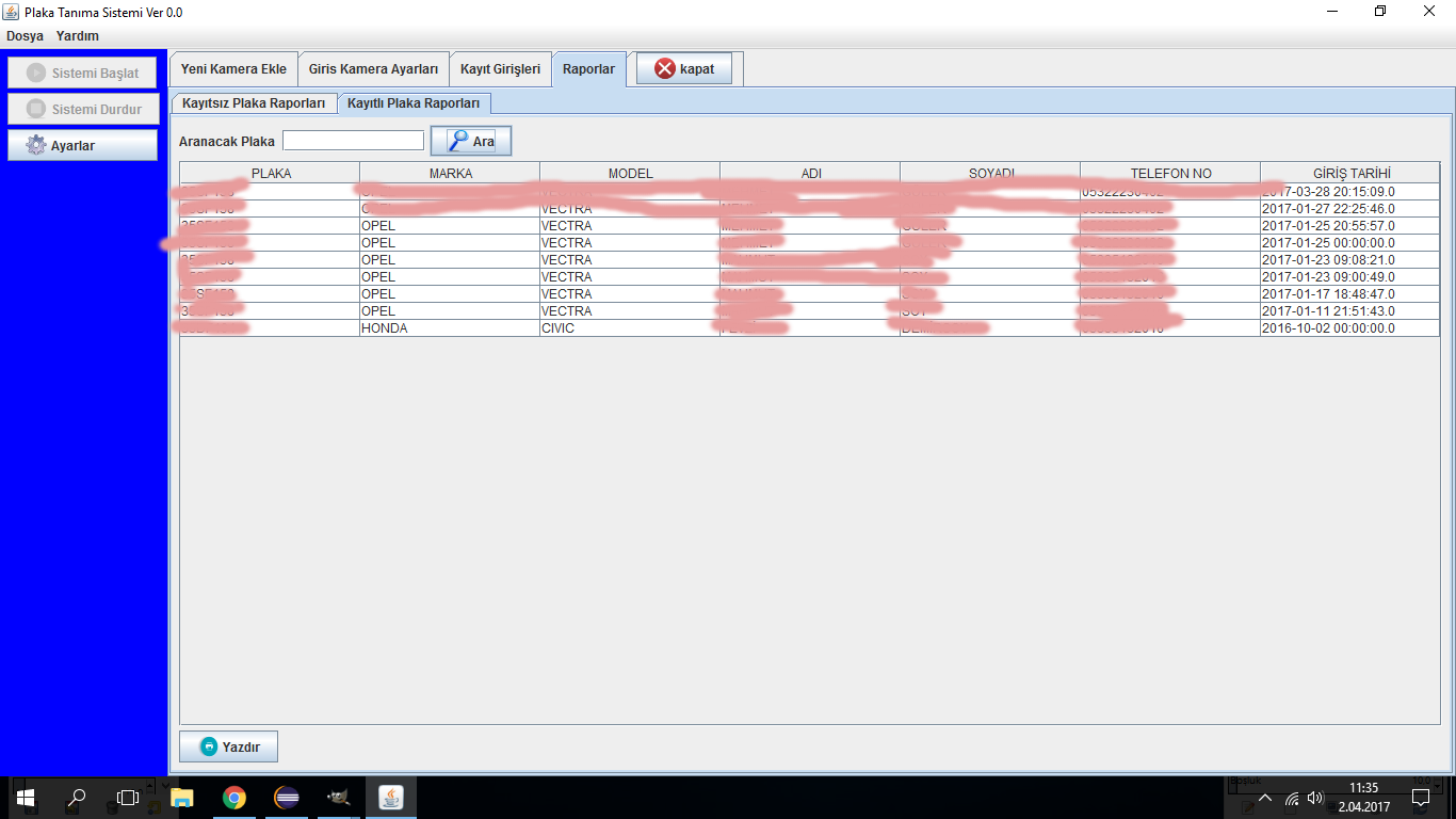 Automatic License Plate Recognition System - JAVA (Image Processing Algorithm) Running Version