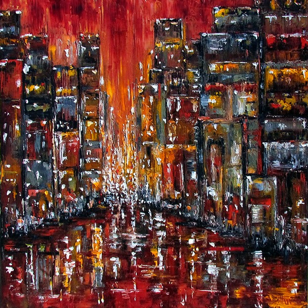 Debra Hurd Original Paintings AND Jazz Art: Abstract Cityscape Art ...
