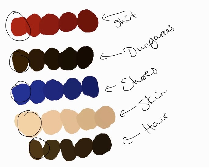 Year 3 - The beginning of the end.: Characters and colour pallet.